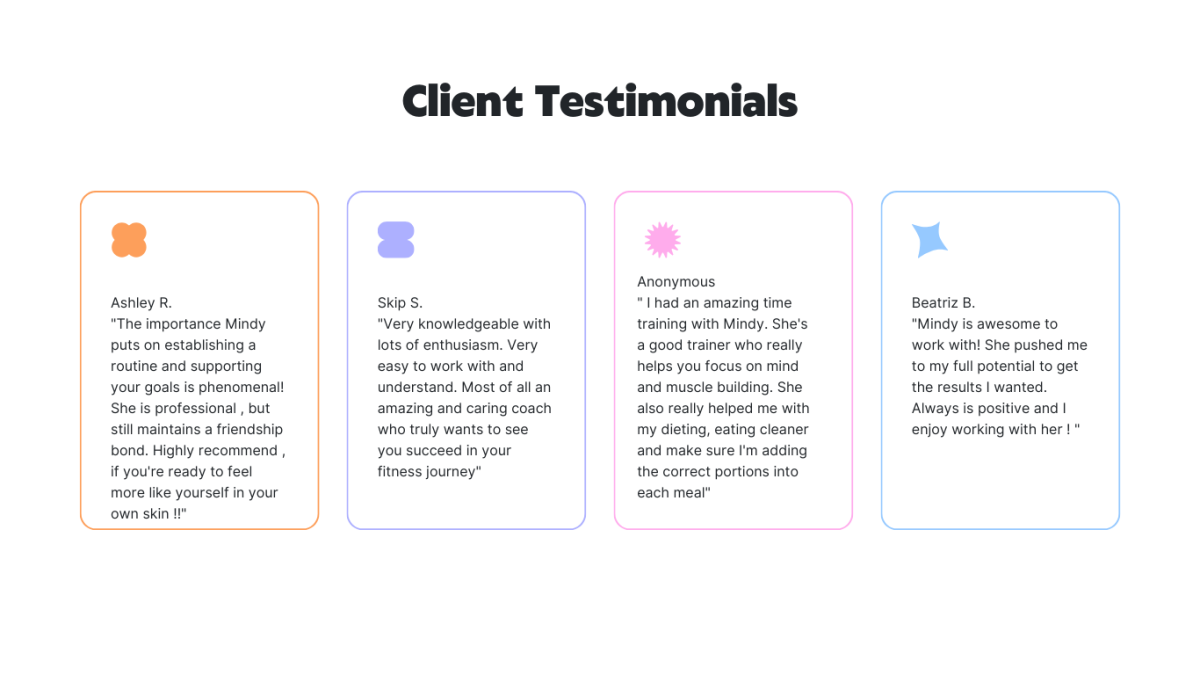 Client testimonials